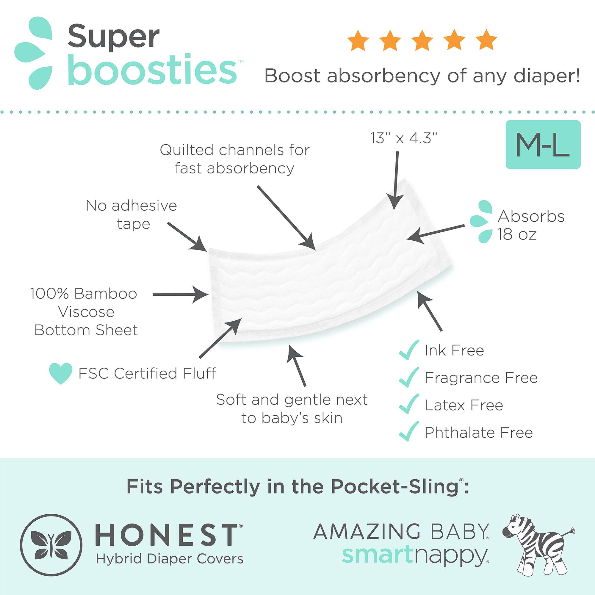 Super Boosties - Disposable Diaper Inserts, Medium/Large, Pack of 30 ...