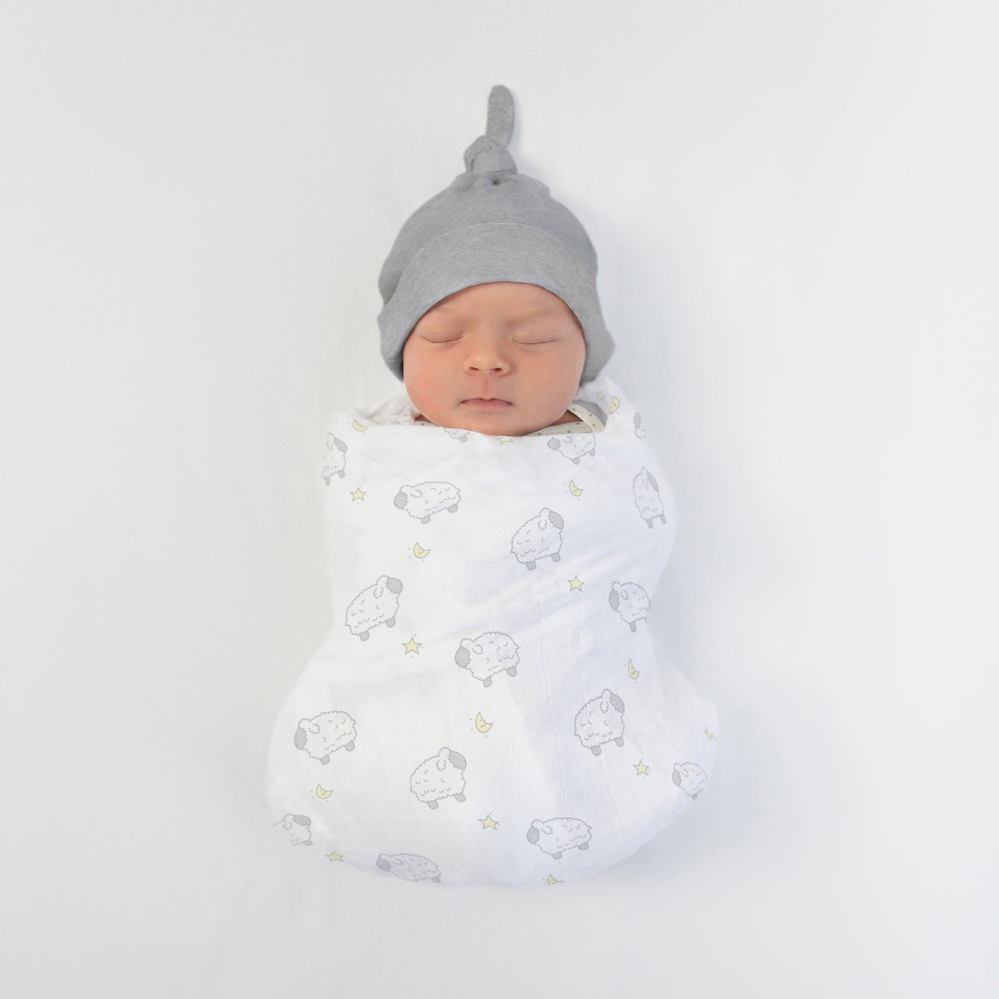 Muslin Swaddle + Pajama Gown + Hat Newborn Gift Set - Little Lambs Mus ...