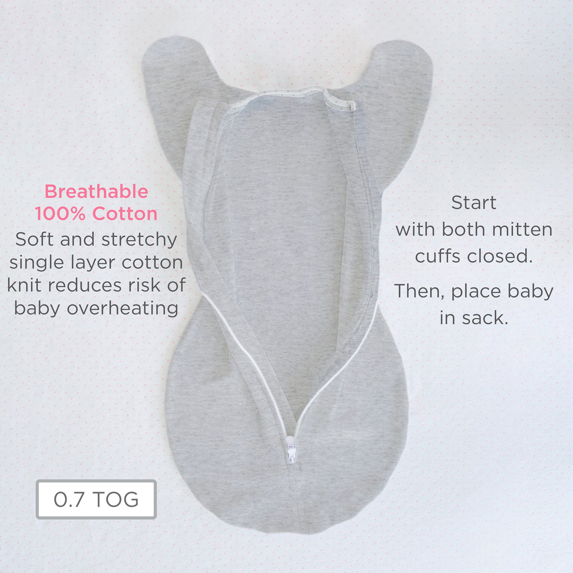 Transitional Swaddle Sack - Arms Up 1/2-Length Sleeves & Mitten Cuffs ...
