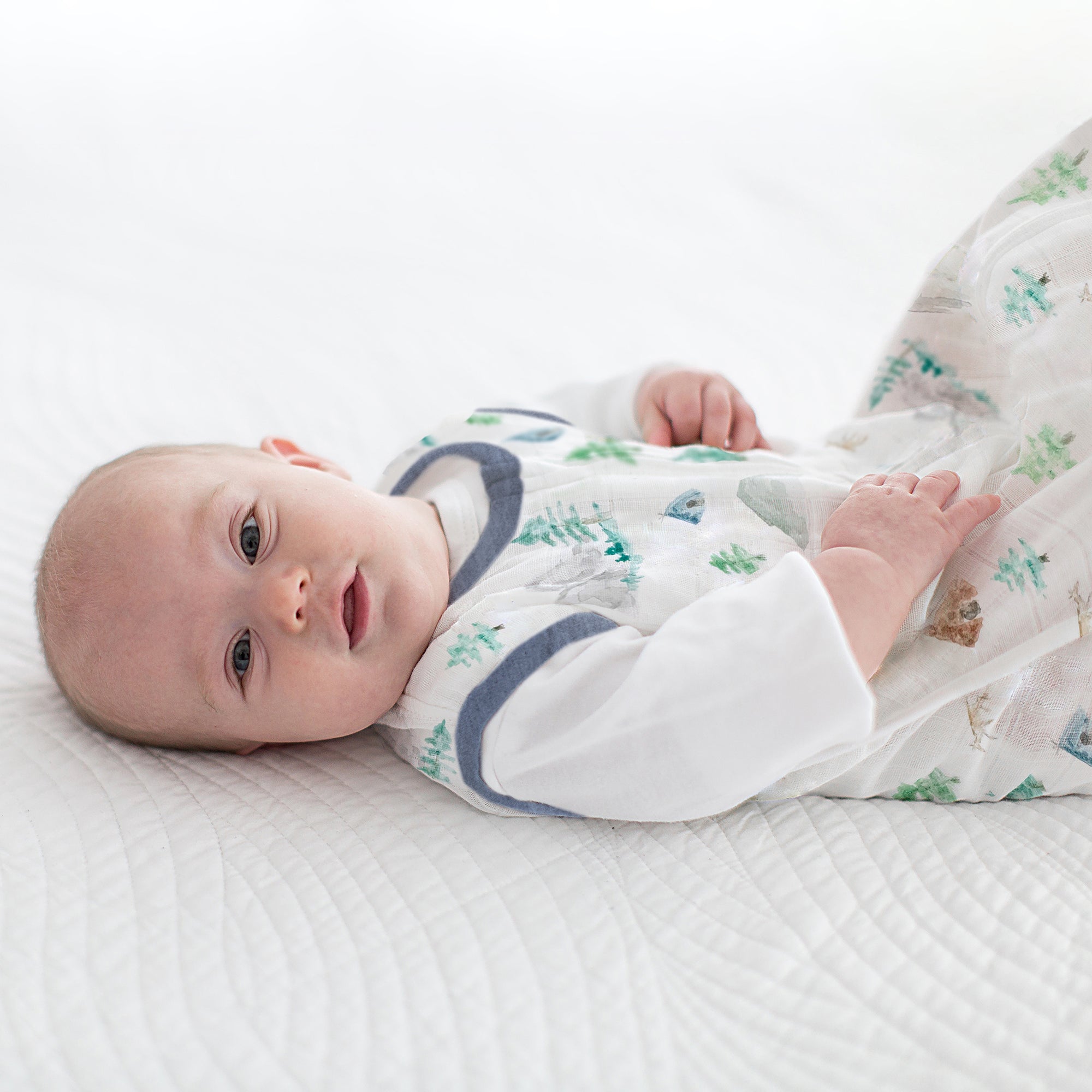 Cotton Muslin Non-Weighted zzZipMe Sack - Watercolor Mountains & Trees ...