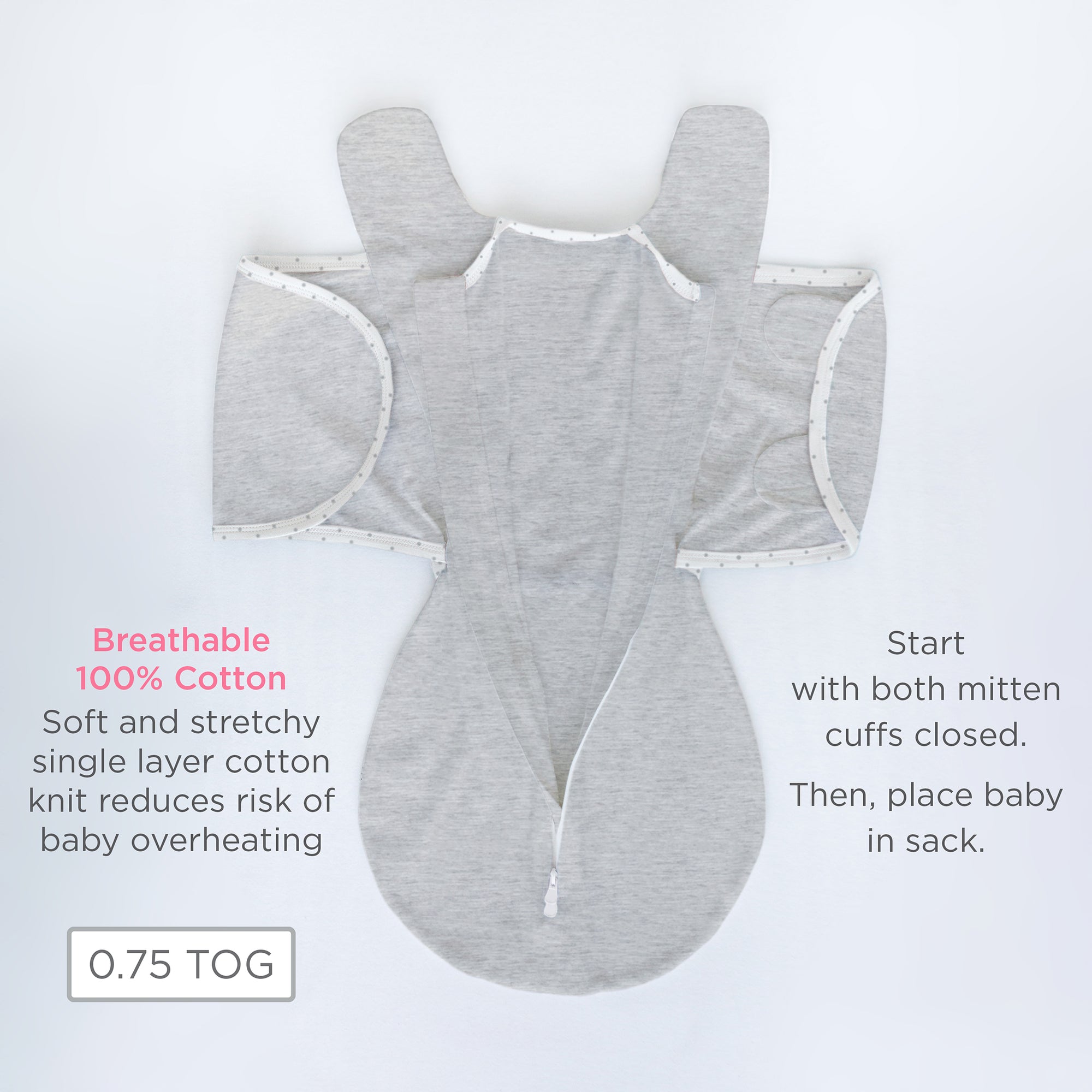 Omni Swaddle Sack with Wrap - Arms Up Sleeves & Mitten Cuffs, Heathere ...