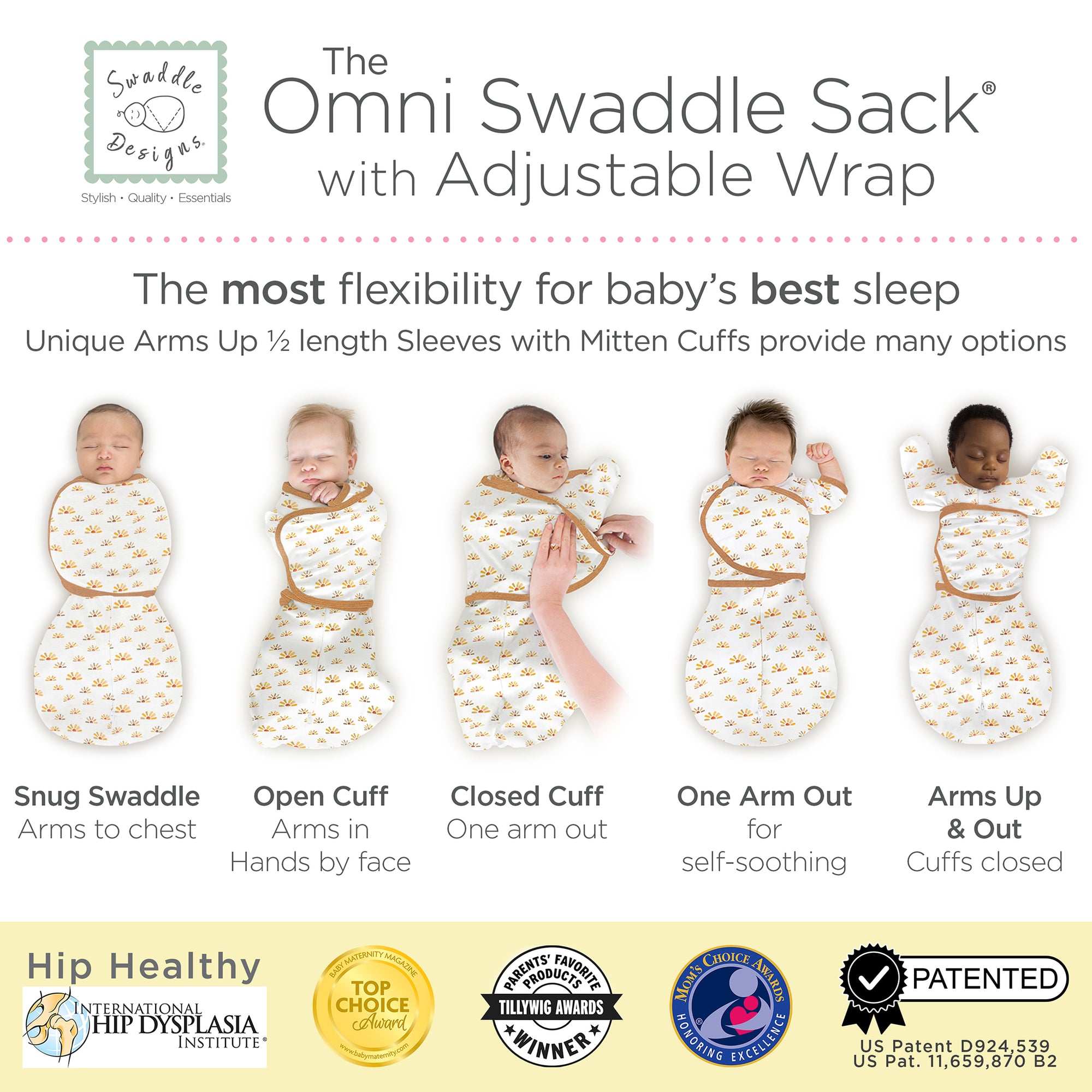 Omni Swaddle Sack with Wrap - Arms Up Sleeves & Mitten Cuffs, Watercol ...