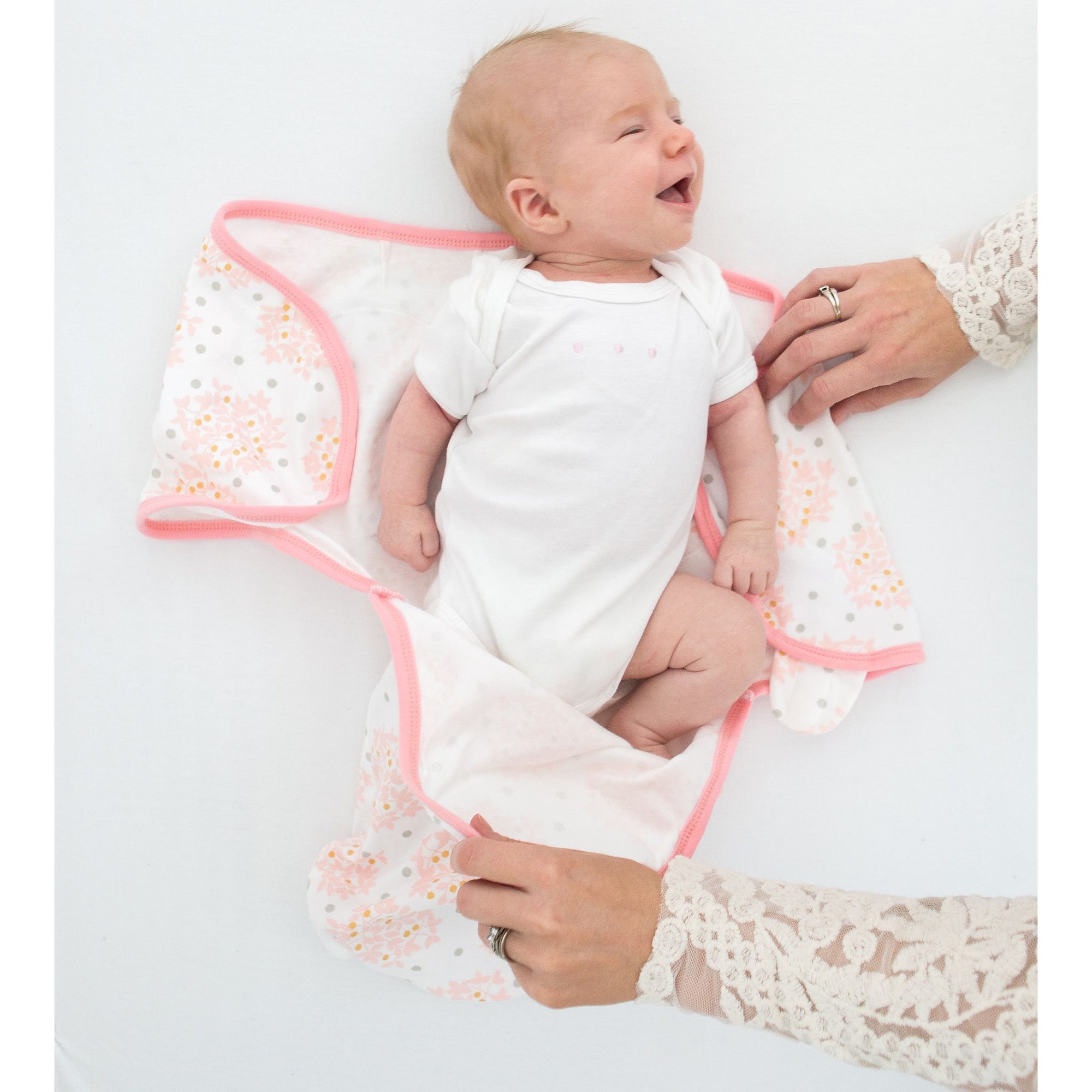 3 Swaddle Wraps - Heavenly Floral, Bella, Tiny Triangles, Pinks with T ...