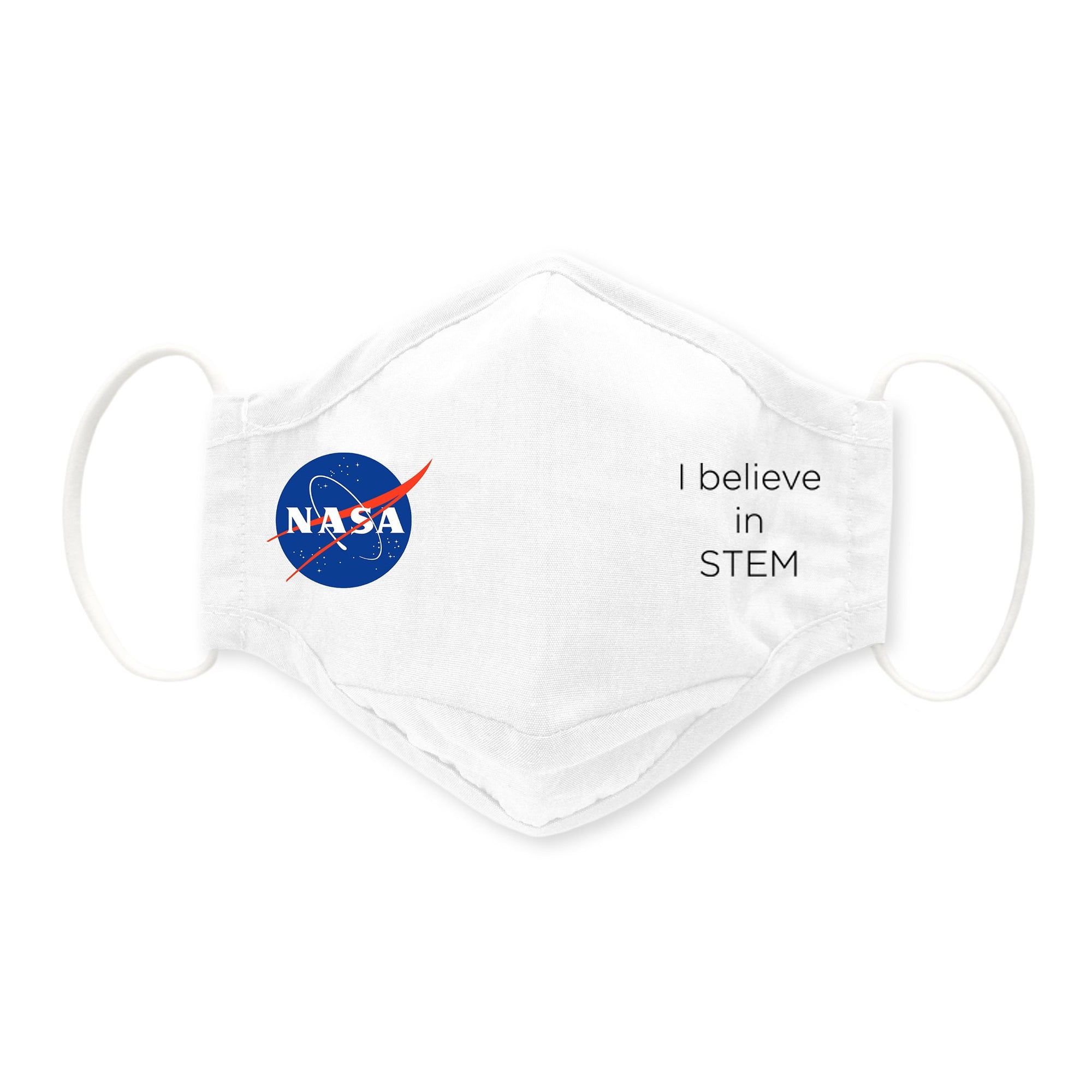 NASA Stem Cotton Cloth Mask - Chambray, White | SwaddleDesigns