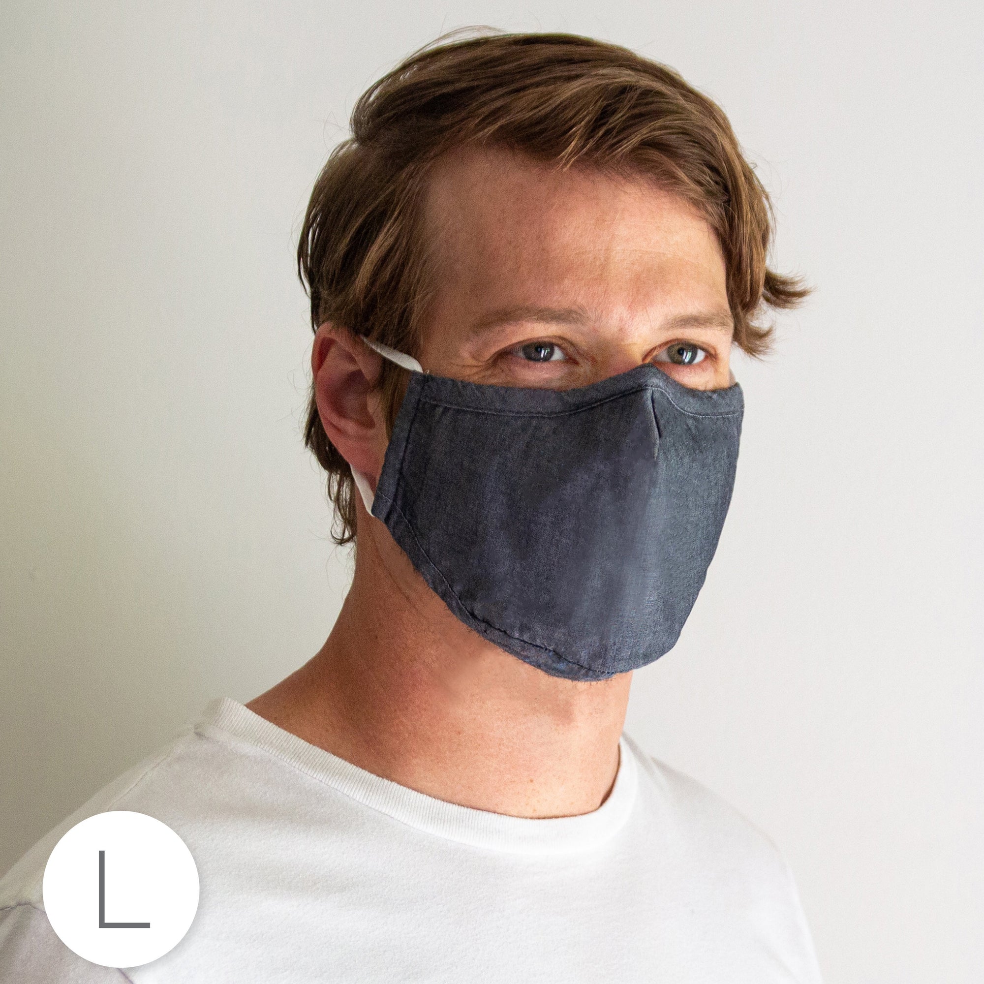 NASA Cotton Cloth Mask - Chambray, Charcoal Gray | SwaddleDesigns
