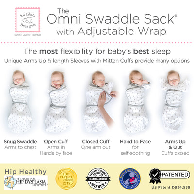 Omni Swaddle Sack with Wrap - Arms Up Sleeves & Mitten Cuffs, Tiny Arr ...