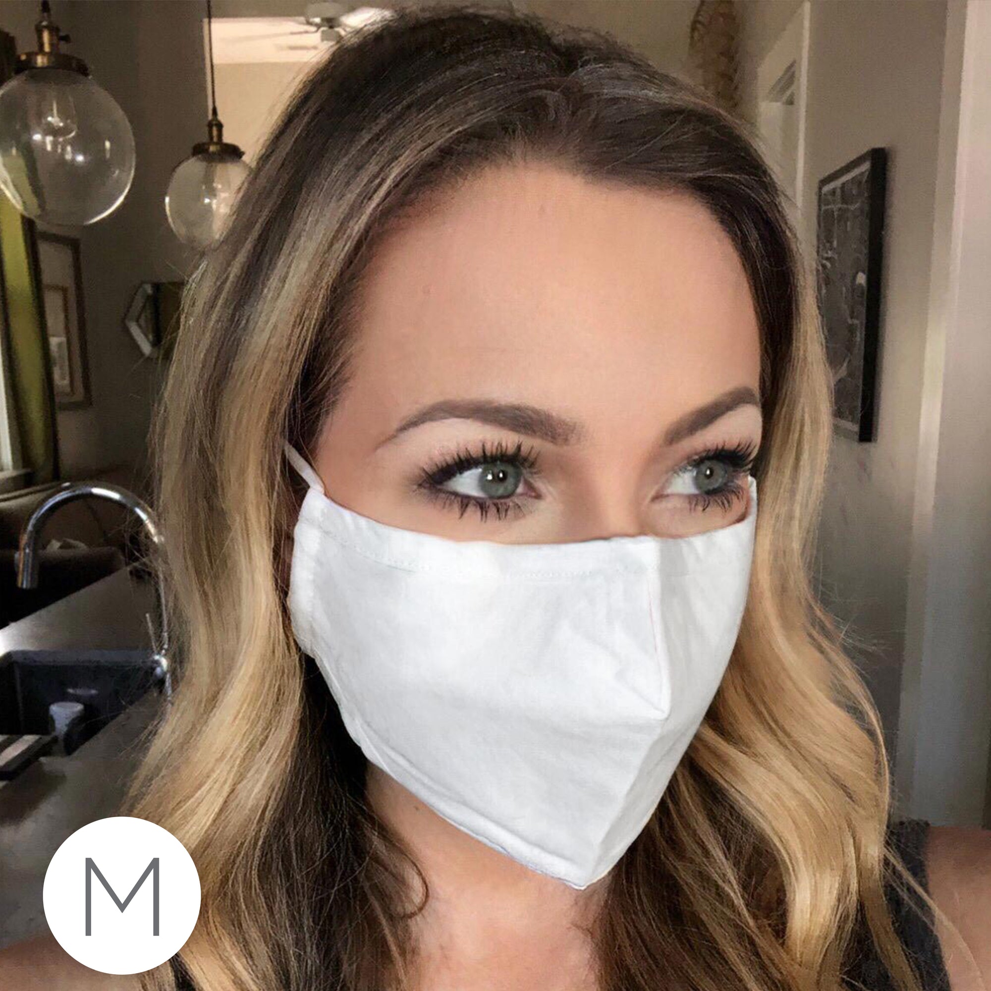 Hope Cotton Cloth Mask - Chambray, White | SwaddleDesigns