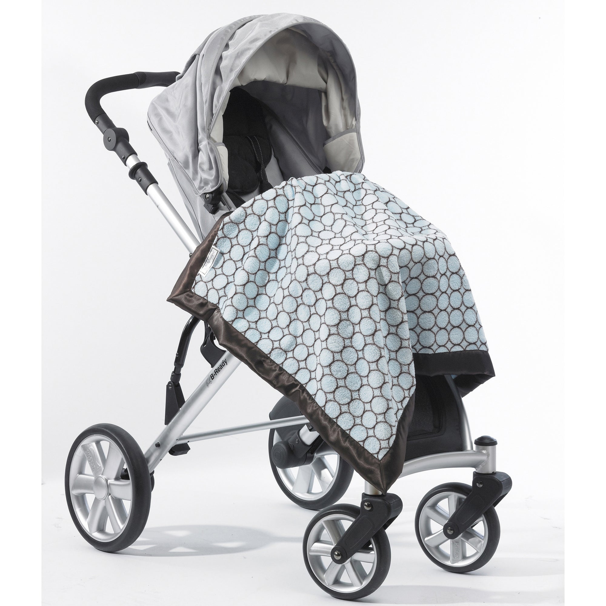 Stroller Blanket - Brown Mod Circles on Pastel Blue, Large, 30x40 inch ...