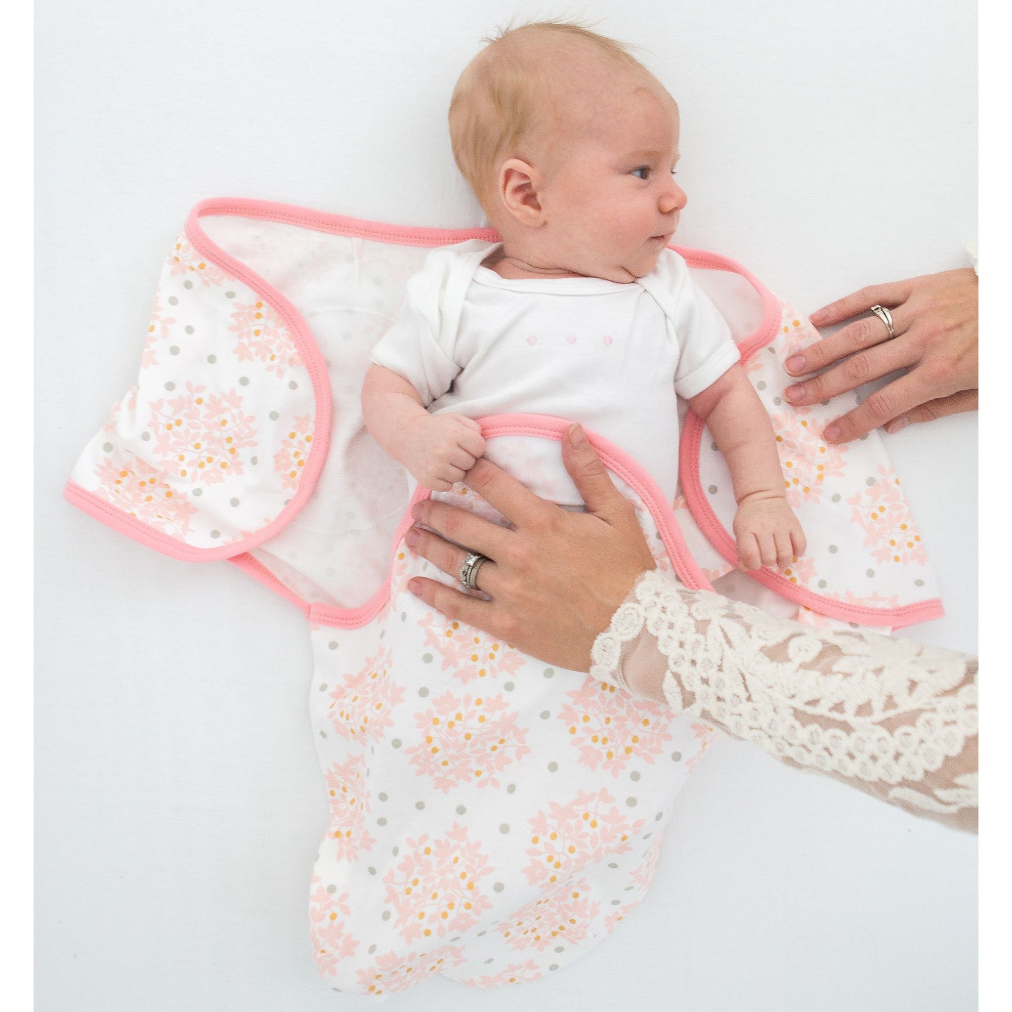 3 Swaddle Wraps - Heavenly Floral, Bella, Tiny Triangles, Pinks with T ...